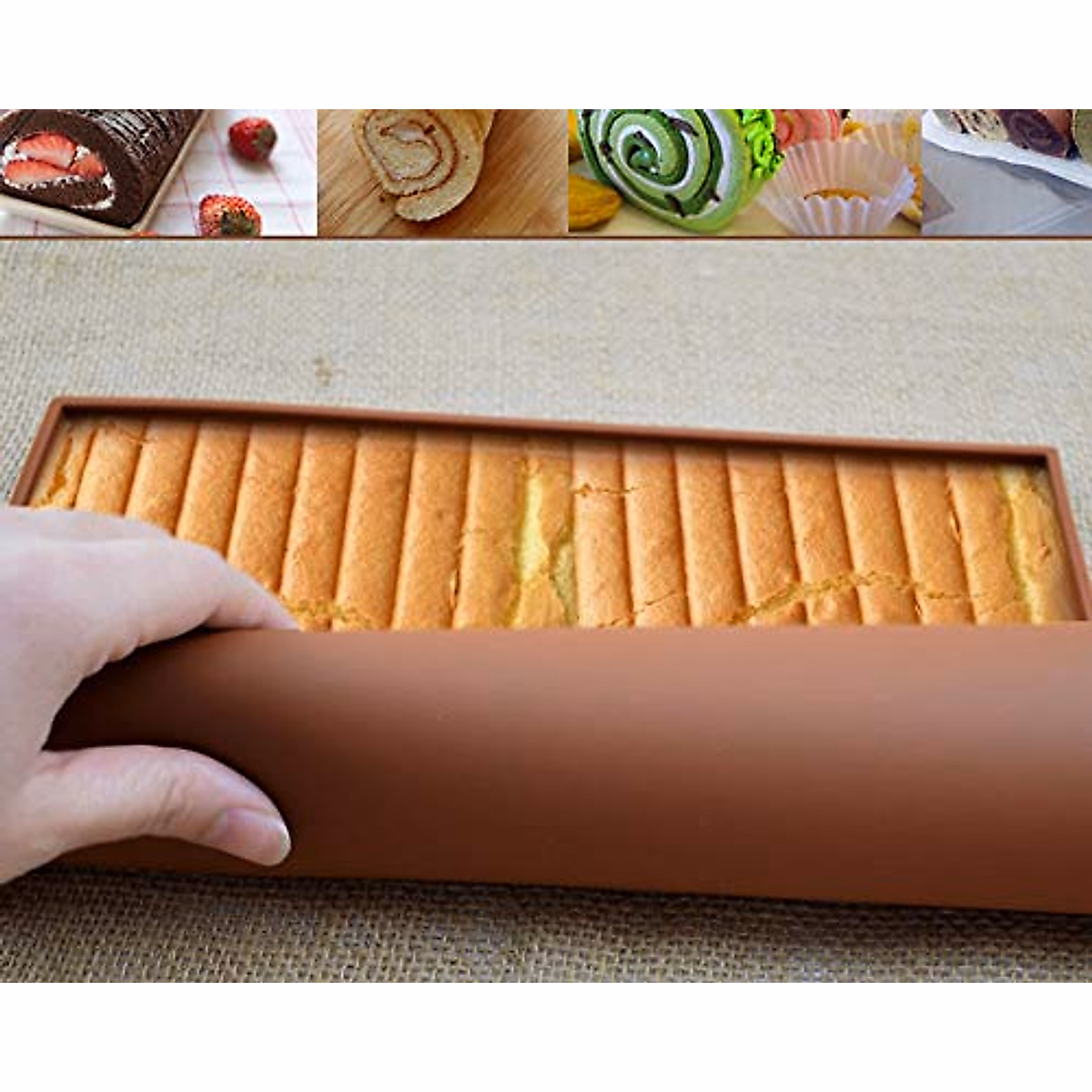 ASIBT Silicone Cake Roll Maker ,Silicone Baking Mat,Multipurpose Silicone Nonstick Pastry Mat , Swiss Roll Cake Mat Flexible Baking Tray Mold Baking-2pack(10''12'', Blue)