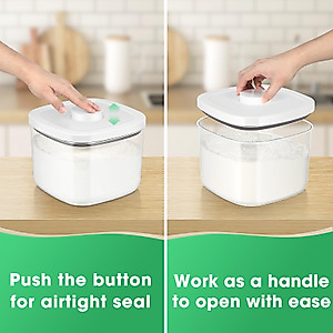 TBMax Flour Storage Container -10 Lbs / 5.28 Qt Rice Container with Pop Up Lid & Measuring Scoop for Flour, Cereal, Dry Food Storage and Kitchen Pantry Organization