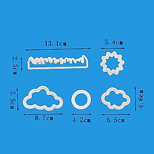 Serduobi 10 Pcs Cloud Cookie Cutters Cloud Cutters Set Sun Baking Molding Grass Cake Decorating Mini Sun Cutters for DIY Cake Fondant Decorating