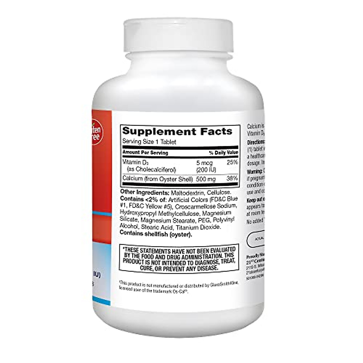 21st Century Calcium 500 mg Plus D3 Tablets, 400 Count