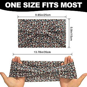 Cobahom 6Pcs Wide Headbands for Women Non Slip Soft Fabric Hair Wrap Boho Head Bands Elastic Sport Hair Bands for Workout Yoga Running (Butterfly Pattern)