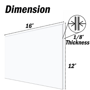 3 Pack Acrylic Sheet Plexiglass 12" x 16" x 1/8" Thick, Clear Cast 3mm 12x16 Plexi Glass Panel Use for Craft Projects, Picture Frames, Laser Engraving Sign Blanks or Cutting to Display Sizes.