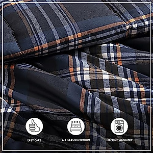 Wrangler- Twin Duvet Cover Set, Reversible Bedding Set with Matching Sham(s), Yellowstone Inspired, Casual Home Décor (City Flats Plaid Blue, Twin)
