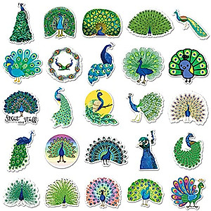 Peacock Stickers, 50PCs, Vinyl Cute Animal Sticker Decals, Kids Decorative DIY Stickers for Hydro Flask, Laptop, Water Bottle, Helmet, Car, Stickers for Kids, Toddlers, Teens, Girls Peacock