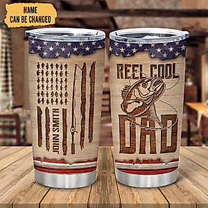 Hyturtle Personalized Fishing Gifts For Men - Stainless Steel Tumbler Cup 20oz For Fishing Lover - Reel Cool Dad Birthday Gifts for Dad Men Husband & Fathers Day Gift From Daughter Son Wife