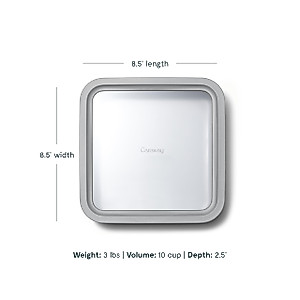 Caraway 2pc Glass Food Storage Set - 10 Cup Food Containers (2) - Ceramic Coated - Non Toxic, Non Stick Lunch Box with Lids. Dishwasher, Oven, & Microwave Safe - Gray