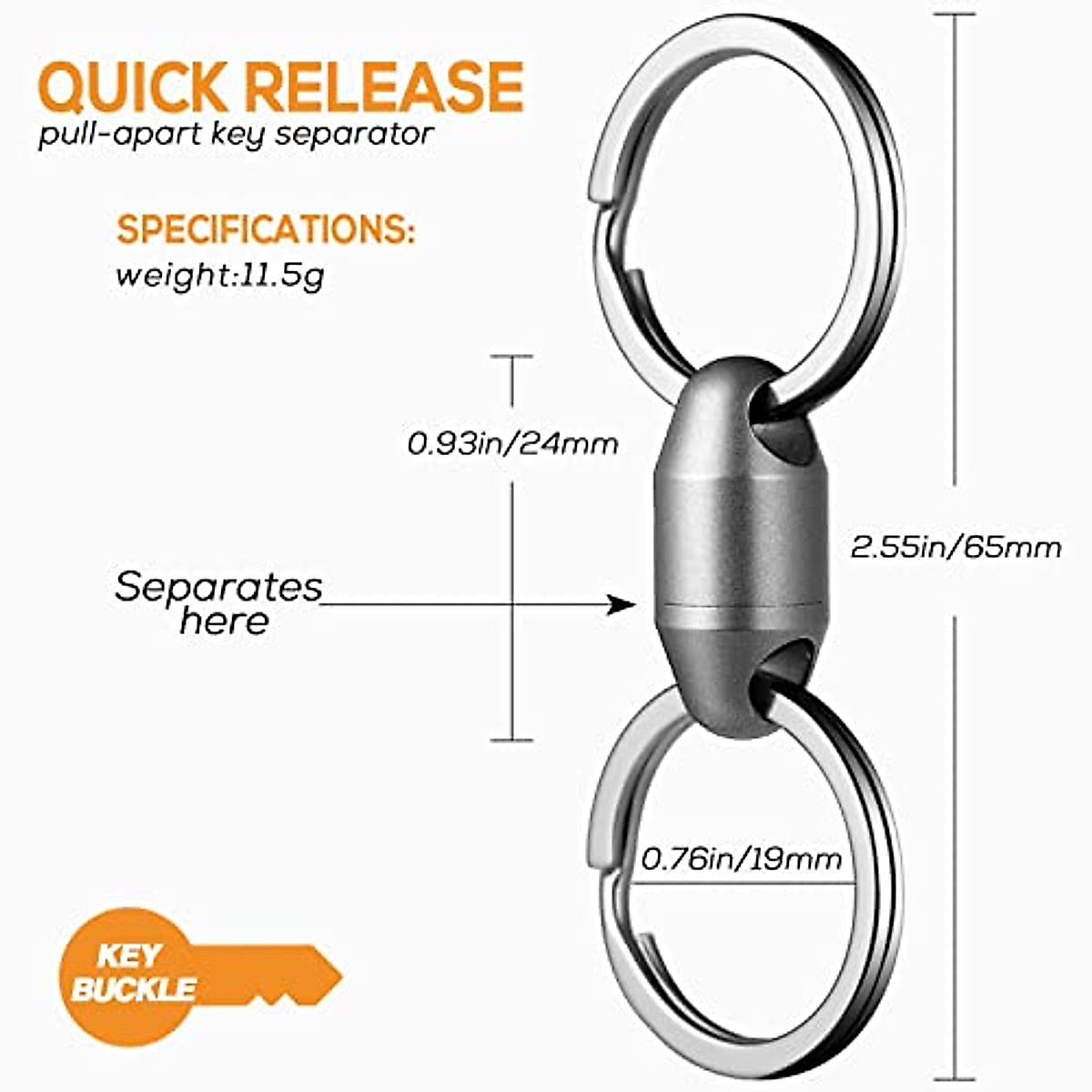 TIMULTI Quick Release Keychain,Titanium Detachable Pull Apart Key Chain,Quick Disconnect Swivel Connector Keychain Accessories with Key Ring