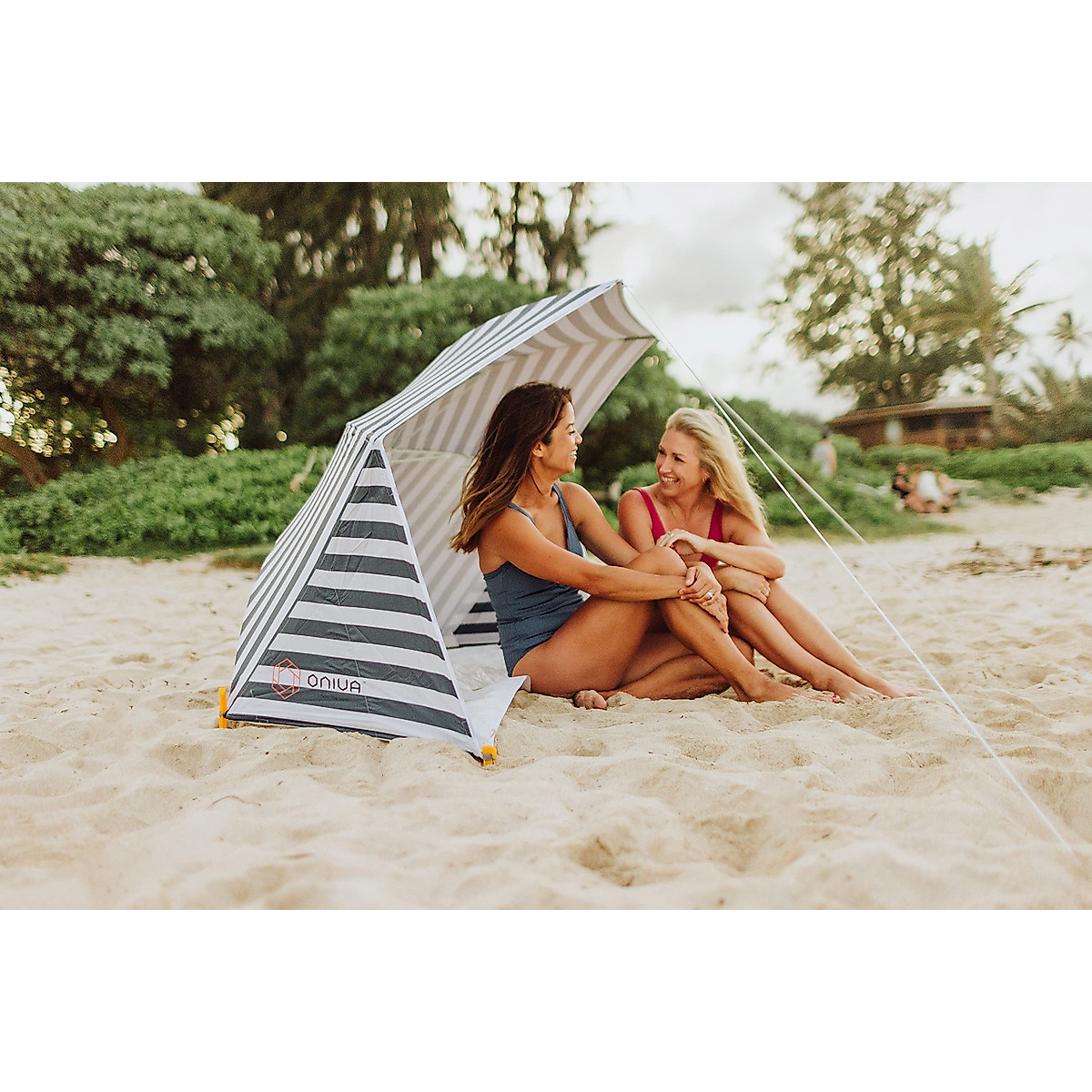ONIVA - a Picnic Time brand Brolly Beach Umbrella Tent, (Navy Blue & White Stripe),One Size