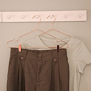 25Pack Koobay 17" Metal Hook Wire Rose Gold Copper Hangers with Clips Clothes Stroage Coat Hangers