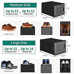 YITAHOME XL Shoe Storage Box, Set of 12 Shoe Storage Organizers Stackable Shoe Storage Box Rack Containers Drawers - Black-X-Large Size