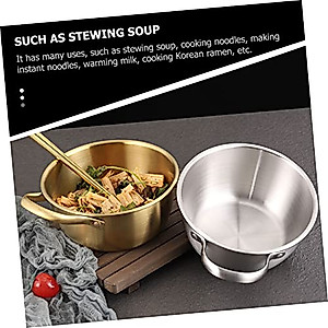 Tofficu 1pc Stainless Steel Noodle Bowl Stainless Steel Cookware Dumpling Steamer Instant Hotpot Korean Ramen Cooking Pot Ramyun Pot Ramen Soup Pot Single Ear Noodle Pot Household Cookware
