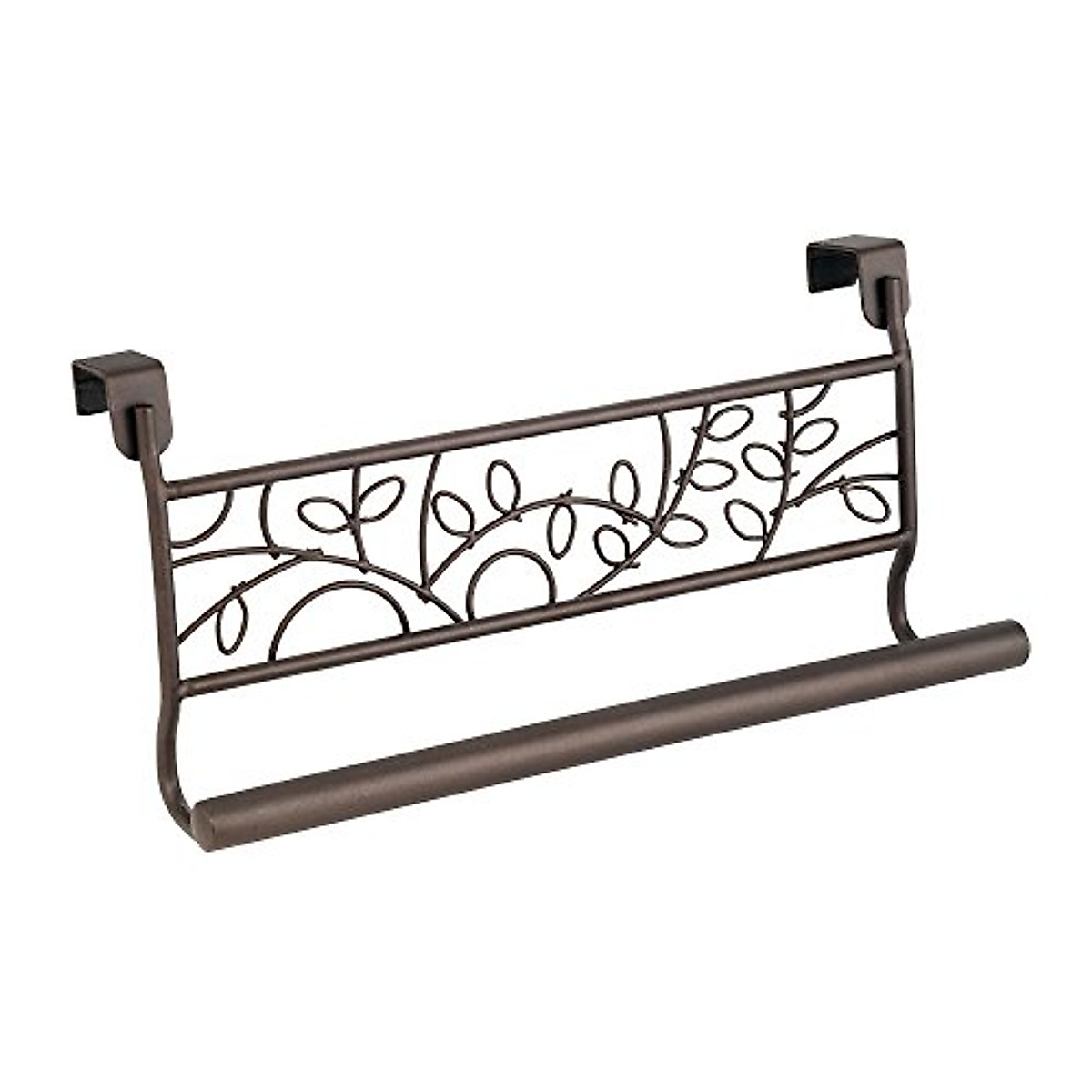 iDesign Twigz Metal Over the Cabinet Dish and Hand Towel Bar Holder for Kitchen, Bathroom, 5.6" x 2.4" x 9.7", Bronze