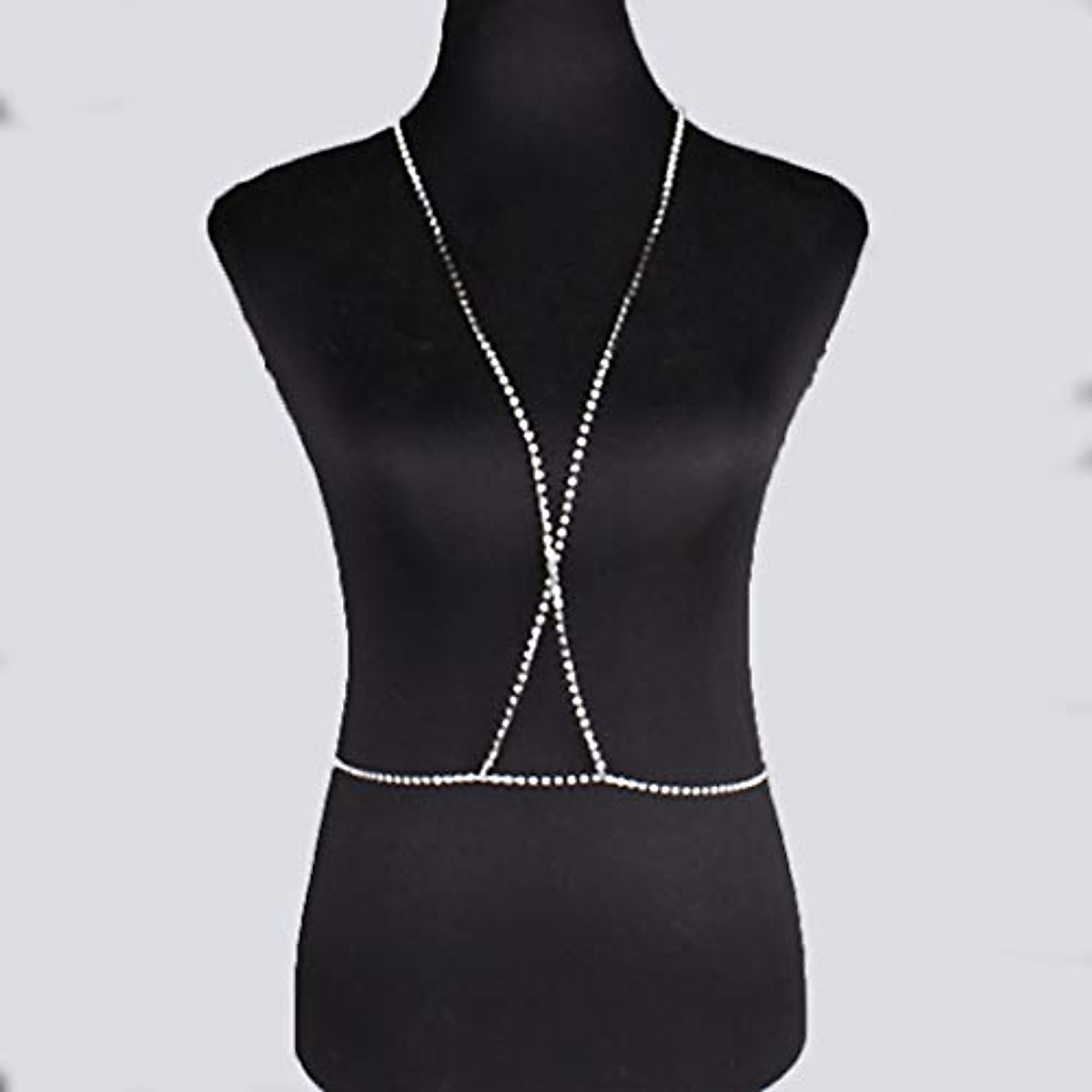 Haloty Boho Bra Body Chain Rhinestone Bikini Chains Silver Sparkling Beach Harness Body Jewelry for Women and Girls