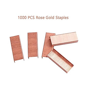 Rose Gold Office Supplies Set - Stapler, Tape Dispenser, Staple Remover with 1000 Staples and 12 Binder Clips , Luxury Acrylic Rose Gold Desk Accessories & Decorations