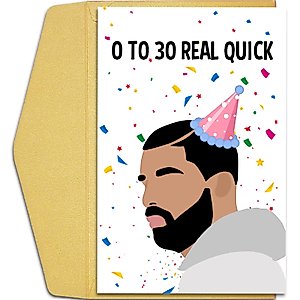 Qiliji Funny 30th Birthday Card for Men Women, Drake 30 Years Old Birthday Card, Happy 30th Bday Greeting Card, 0 To 30 Real Quick Birthday Card