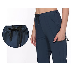 Little Donkey Andy Women's Ultra-Stretch Quick Dry Lightweight Ankle Pants Drawstring Active Travel Hiking Navy L