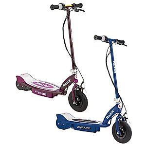 Razor E100 & E125 Kids 24 Volt Motorized Electric Battery Powered Toy Scooters, Blue & Purple