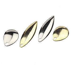 WellieSTR 80PCS(2 Color/2 Style) Easy Spin Colorado Willow Spinner Blades Metal Spoon Lure for Spinnerbait Buzzbait Bass Lure Fishing Tackle DIY Nickel