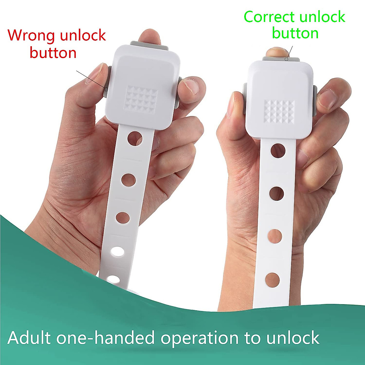 Wihano Child Safety Locks for Cabinets and Drawers (4 Pack) | Adjustable Baby Drawer Lock with Acrylic Adhesive, Baby Safety Lock for Cabinets, Drawers, Refrigerator | No Drilling