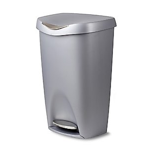 Umbra Brim Kitchen Trash Can 13 Gallon (50L) Waste Bin with Lid, Silver