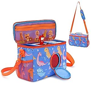 Ciseret Portable Tonies Carrying Case - Compatible with Toniebox Starter Set Tonies Figures Characters Charging Station Headphones - Travel Bag for Kids Boy Girl - Designer Custom Dinosaur Bag