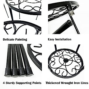 HAINARverS Metal Plant Stands 5-Pack, Heavy Duty Rustproof Iron Corner Flower Pot Stand Holder,Round Supports Display Rack Tiered Plant Stand Shelf For Indoor And Outdoor Multiple (Black)