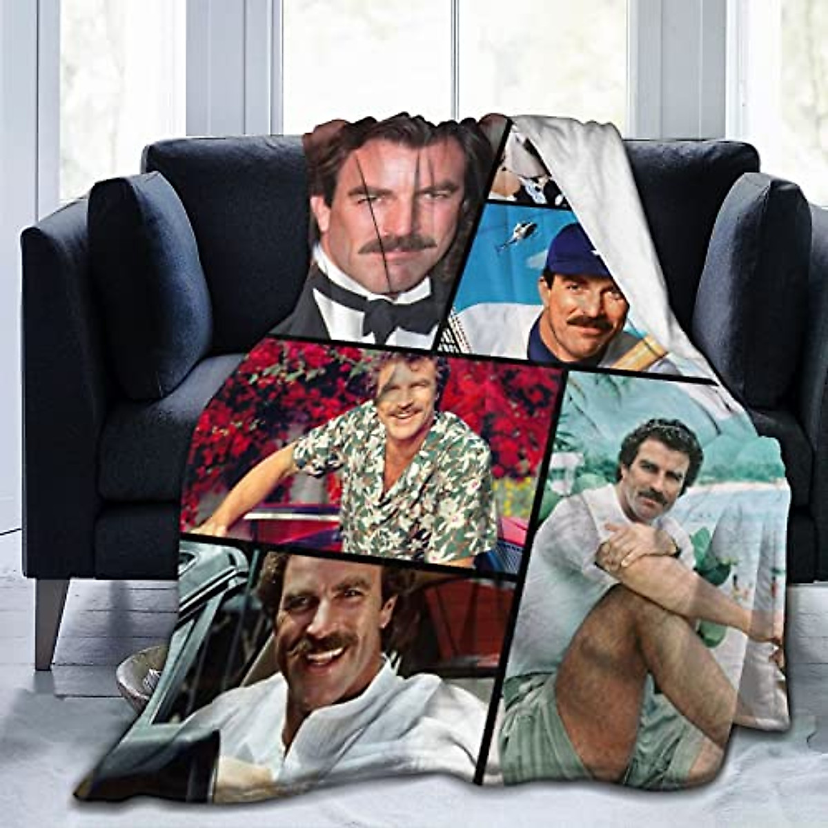 XCRUPYT Super Soft Flannel Throw Tom Selleck Blanket Soft Cozy Fleece Merchandise for Sofa Bed 50"X40"