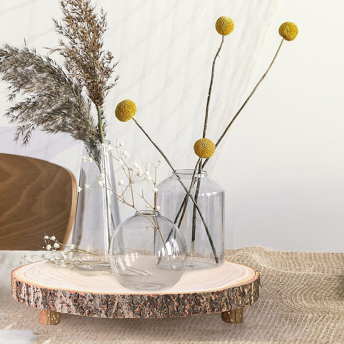 Caydo 11-13 Inch Wood Slice with Legs for Wedding Table Centerpieces, Woodland Themed Parties, Family Gathering, Baby Showers, Housewarming