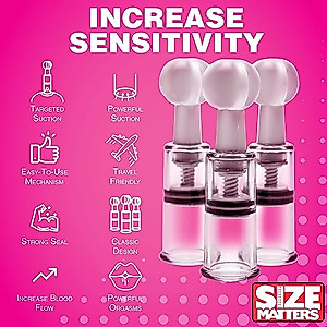 Size Matters Twist Up Nipple and Clitoris Suction Devices, Transparent, 3 Count (Pack of 1) (AC914)