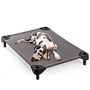 Outdoor Elevated Dog Bed Raised Dog Cots Beds for Large Dogs Indoor & Outdoor Pet Hammock Bed with Frame with Breathable Mesh (Medium, Grey)