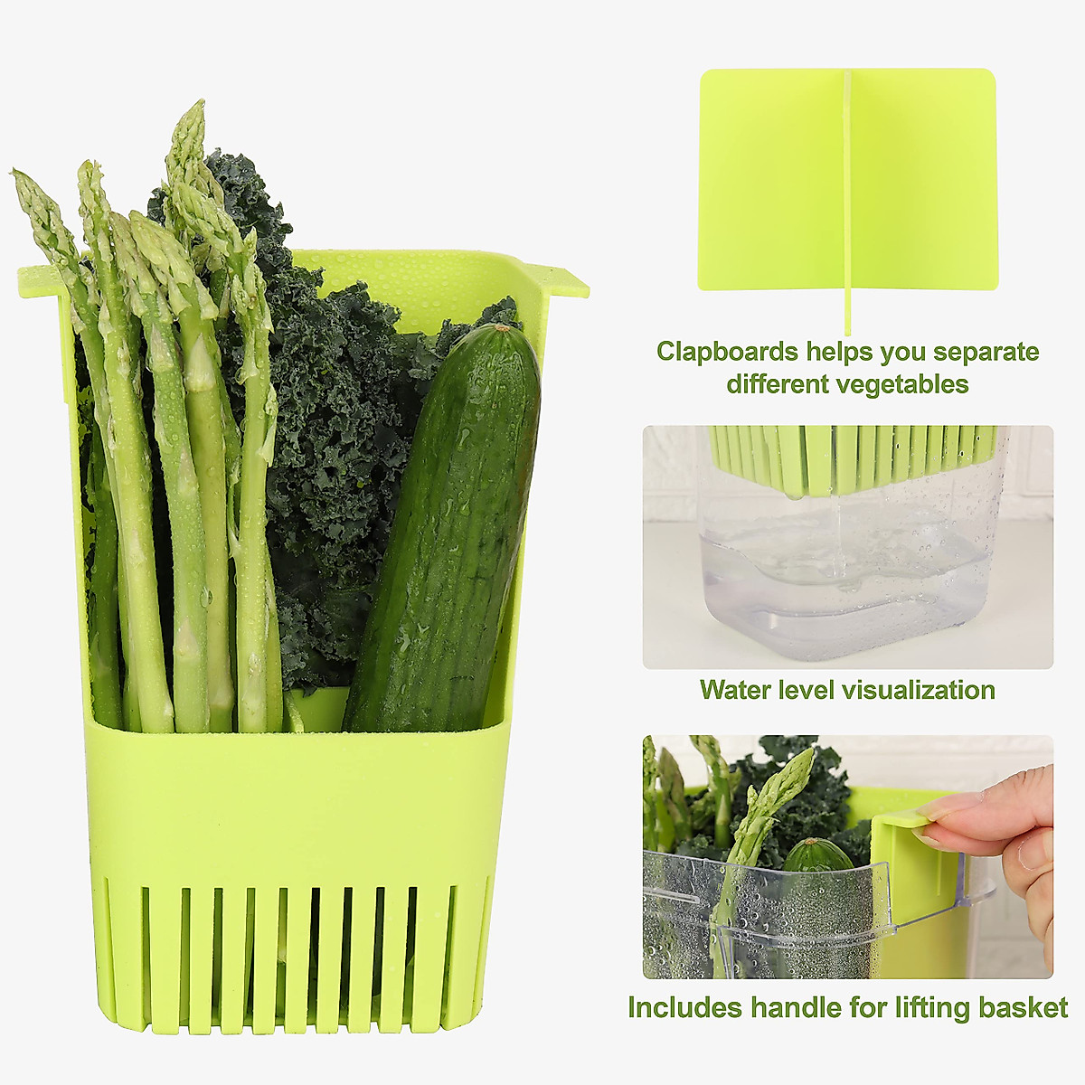 LUVCOSY 2 Pack Herb Keeper, BPA-Free Plastic Herb Saver with an Inner Basket for Cilantro, Mint, Parsley, and Asparagus, Keeps Fresh Herbs for 3 Times Longer