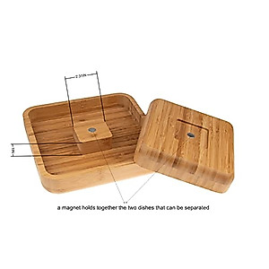 Mateda Bamboo Pistachio Snack Bowl Double Dish Nut Bowl with Shell Storage, 9.5" x 9.5" x 3.8"