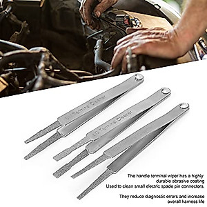 KIMISS Terminal Cleaning Tool, 3PCS Metal Terminal Cleaner Set Auto Repairing Hardware Tool for Small Electrical Spade Pin Connector
