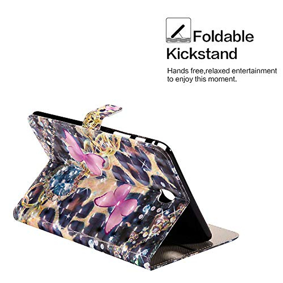 T350/P350 Case,Galaxy Tab A 8.0 2015 Case, [3D Pattern] UGOcase Slim Fit Protective PU Leather Folio Stand Wallet Smart Case with Auto Wake/Sleep for Galaxy Tab A 8 2015 Release, Pink Butterfly