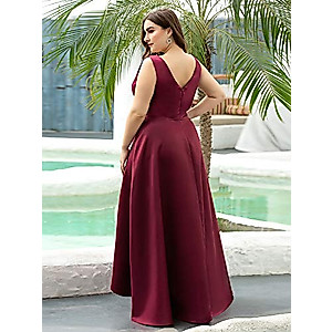 Ever-Pretty Women's V-Neck High Low Gown Cocktail Plus Size Evening Gowns Formal Dress Burgundy US20