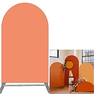 FiVan Arched Backdrop for Birthday Wedding Banquet Bridal Baby Shower Party Decoration Arch Wall Stretchy Fabric Cover Photography Background 3x6.5ft Orange Solid Color Background Props