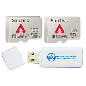 SanDisk 128GB MicroSD Nintendo Switch SD Card 2 Pack Apex Legends Edition Memory Card for Switch & Switch Lite (SDSQXAO-128G-GN6ZY) Bundle with (1) Micro SDXC Card Reader
