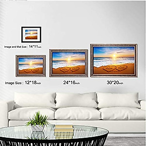 Heart and Heart at Beautiful Sunrise Unique Personalized Photo or Canvas Prints with Couple's Names and Special Date on Beach,Perfect Present Love Gift for Anniversary,Wedding,Birthday and Holidays