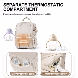 Diaper Bag Backpack,Travel Essentials Baby Bag for Girls Boy Maternity Baby Changing Bags Unisex Baby Diaper Backpack Waterproof Travel Backpack with Insulated Pockets & Stroller Straps Beige