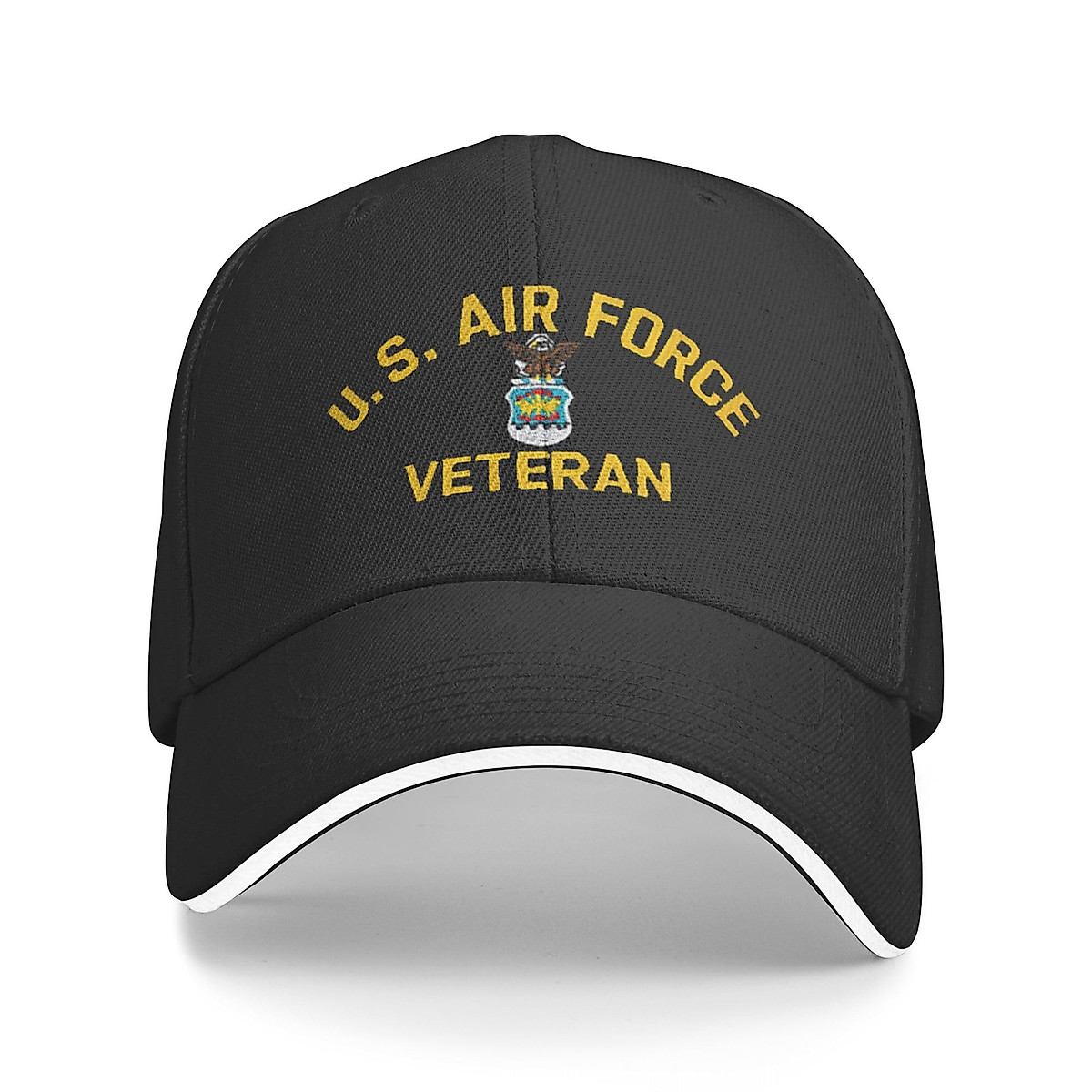 U.S. AIR Force Veteran Unisex Classic Baseball Cap Sandwich Cap Plain Dad Cap Adjustable Casquette Hat Black