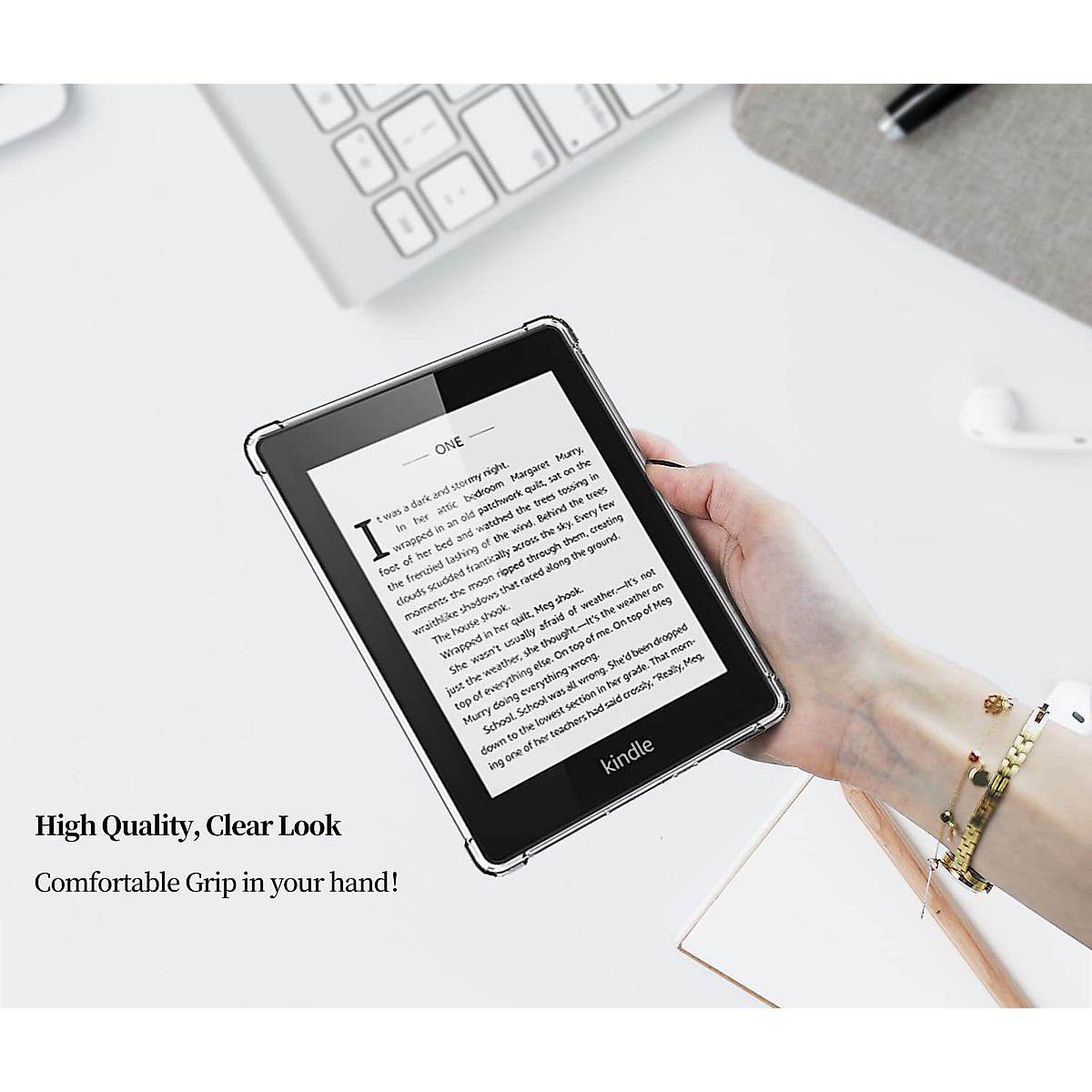 Clear Case for 6.8" Kindle Paperwhite 11th Generation 2021 and Signature Edition TPU Back Cover, Bumper Corners Slim Protective Case for 11th Gen Kindle Paperwhite- Transparent (Transparent)