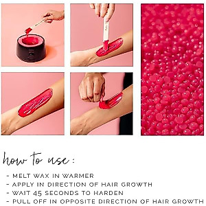 KoluaWax Hard Wax Beads for Hair Removal – Coarse Hair Formula – Face, Brazilian, Underarm, Back Chest, Bikini Waxing – Dragon Fruit & Hibiscus, 1lb Refill for Wax Warmers & 10 Applicator Sticks