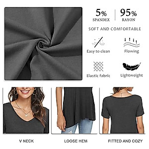 POPYOUNG Women's Long Tunic Tops to Wear with Leggings Summer Short Sleeve Loose Fit Dressy Shirts M-5XL M, Polka Dot Black