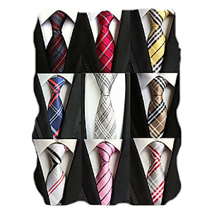 YanLen Lot 9 PCS Classic Men's Tie Necktie Woven JACQUARD Neck Ties