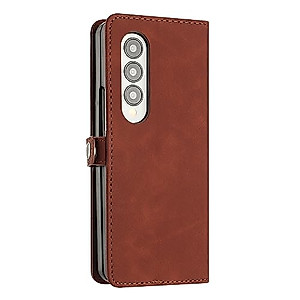 phone flip case Wallet Case for Samsung Galaxy Z Fold 4, Compatible with Samsung Galaxy Z Fold 4 Case [TPU Shockproof Interior Case] PU Leather Case with Magnetic Flip Cover phone cover ( Color : Brow