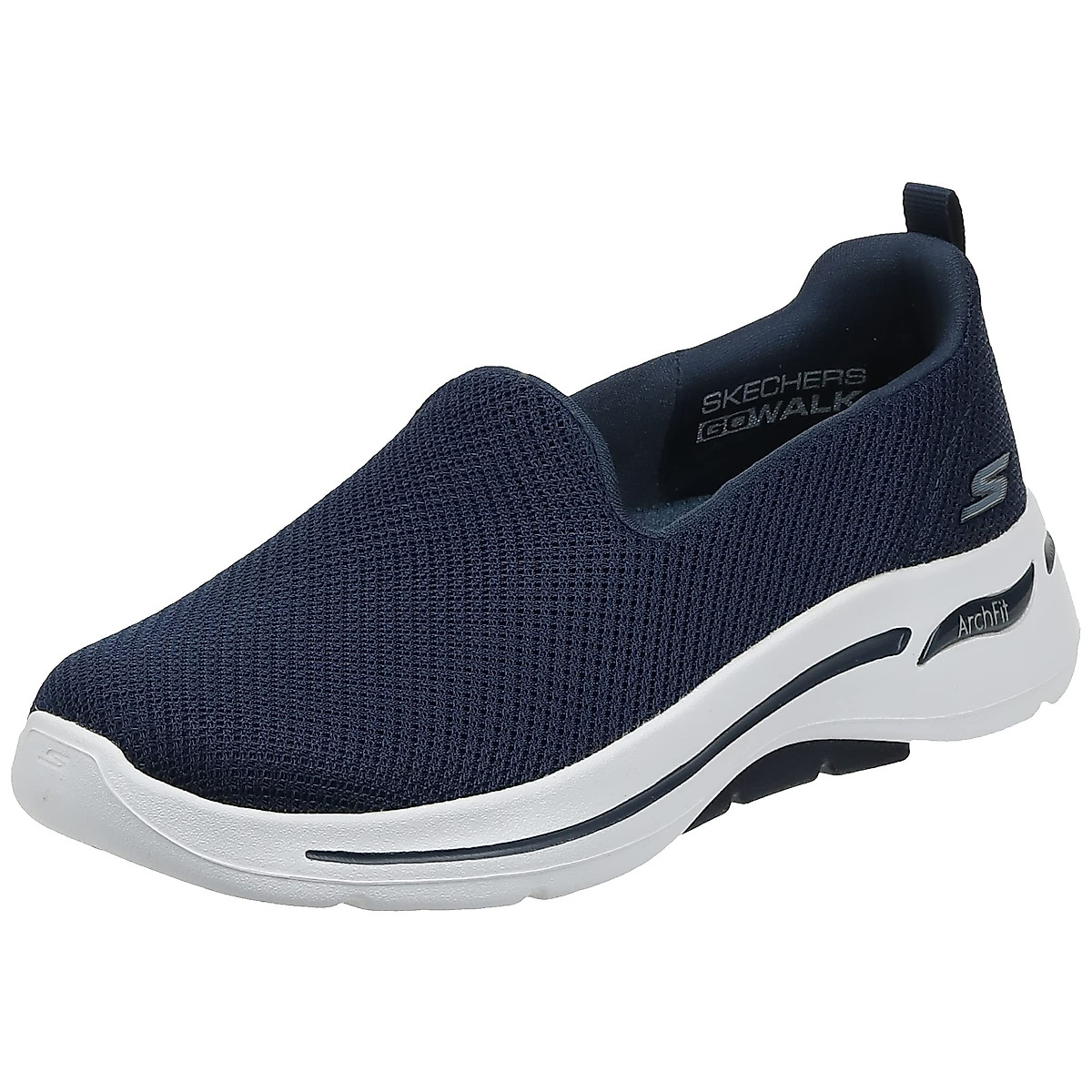 Skechers Women's Go Walk Arch Fit-Grateful Sneakers, Navy/White, 10