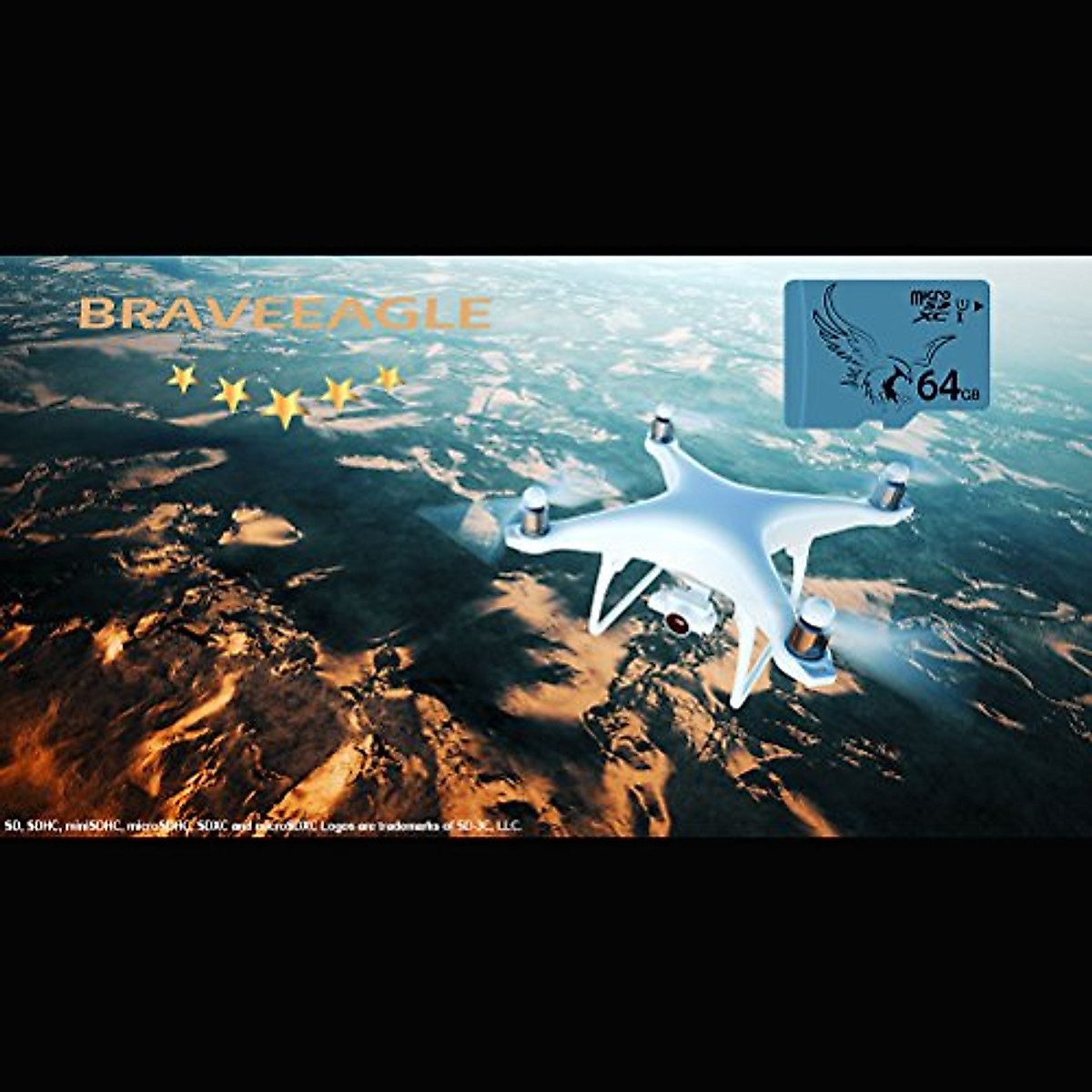 BRAVEEAGLE 64GB microSD Card Class 10 SD Memory Card UHS-1 for Camera/Drone/Dash Cam (64GB U1)