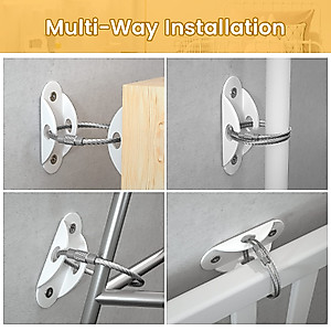 Furniture Anchors (10 Pack) for Baby Proofing, Furniture Straps Anti Tip Furniture Anchor Securing 400 lbs/Keep Baby Pet Safety from Falling Furniture, Metal White Earthquake Straps