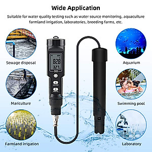 RCYAGO Portable Dissolved Oxygen and Temperature Meter, DO Range: 0-40.00 mg/L, 0.1 mg//L Resolution, Digital Dissolved Oxygen Meter with Electrode Filling Fluid (No Backlight)