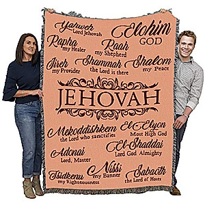 Pure Country Weavers Jehovah Blanket Mist - Religious Gift Tapestry Throw Woven from Cotton - Made in The USA (72x54)